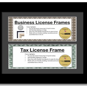 3.5x8.5 Double License Frame With Mat - 8.5x11-inch Frame - Business ...