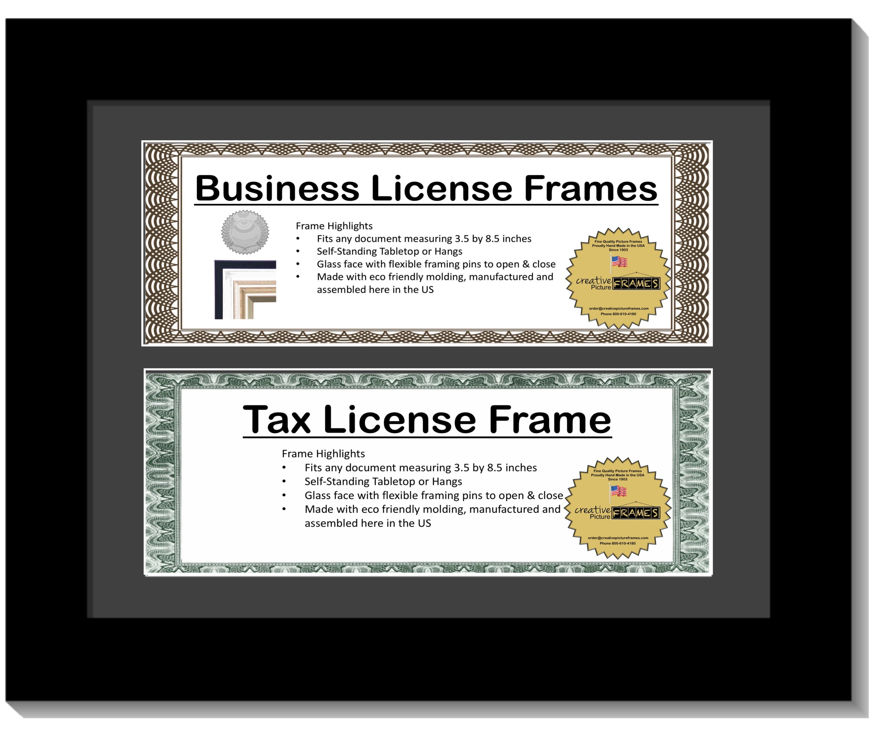 3.5x8.5 Double License Frame With Mat - 8.5x11-inch Frame - Business ...