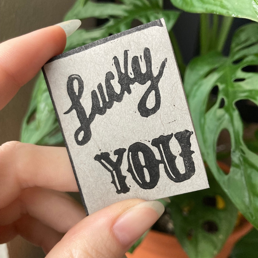 LUCKY YOU Mini Art Zine Handmade Linocut Print - Etsy