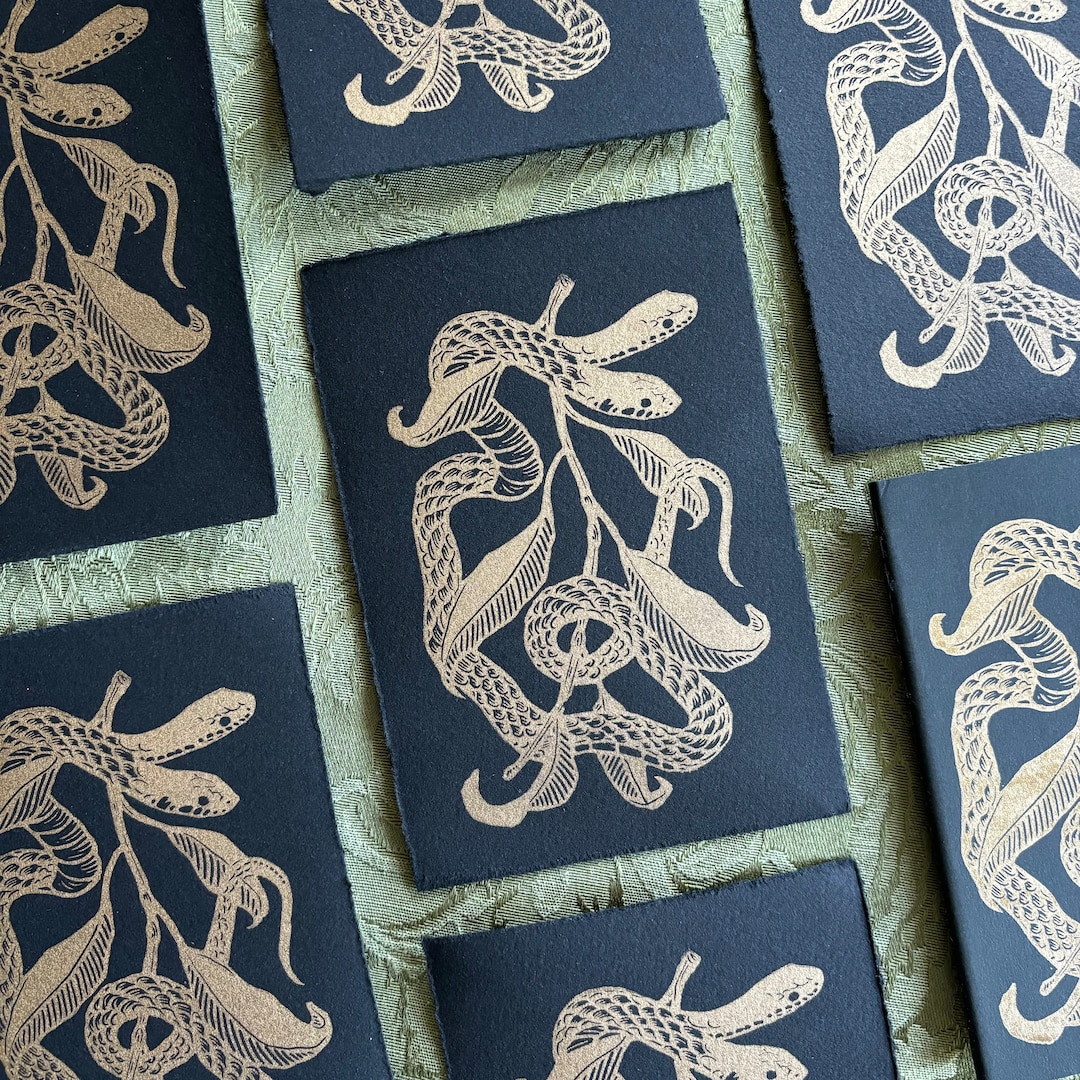 SLITHER Lino Print Two Headed Snake Limited Edition GOLD - Etsy