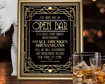 Open Bar Sign for Wedding: Printable Digital Download. Great | Etsy