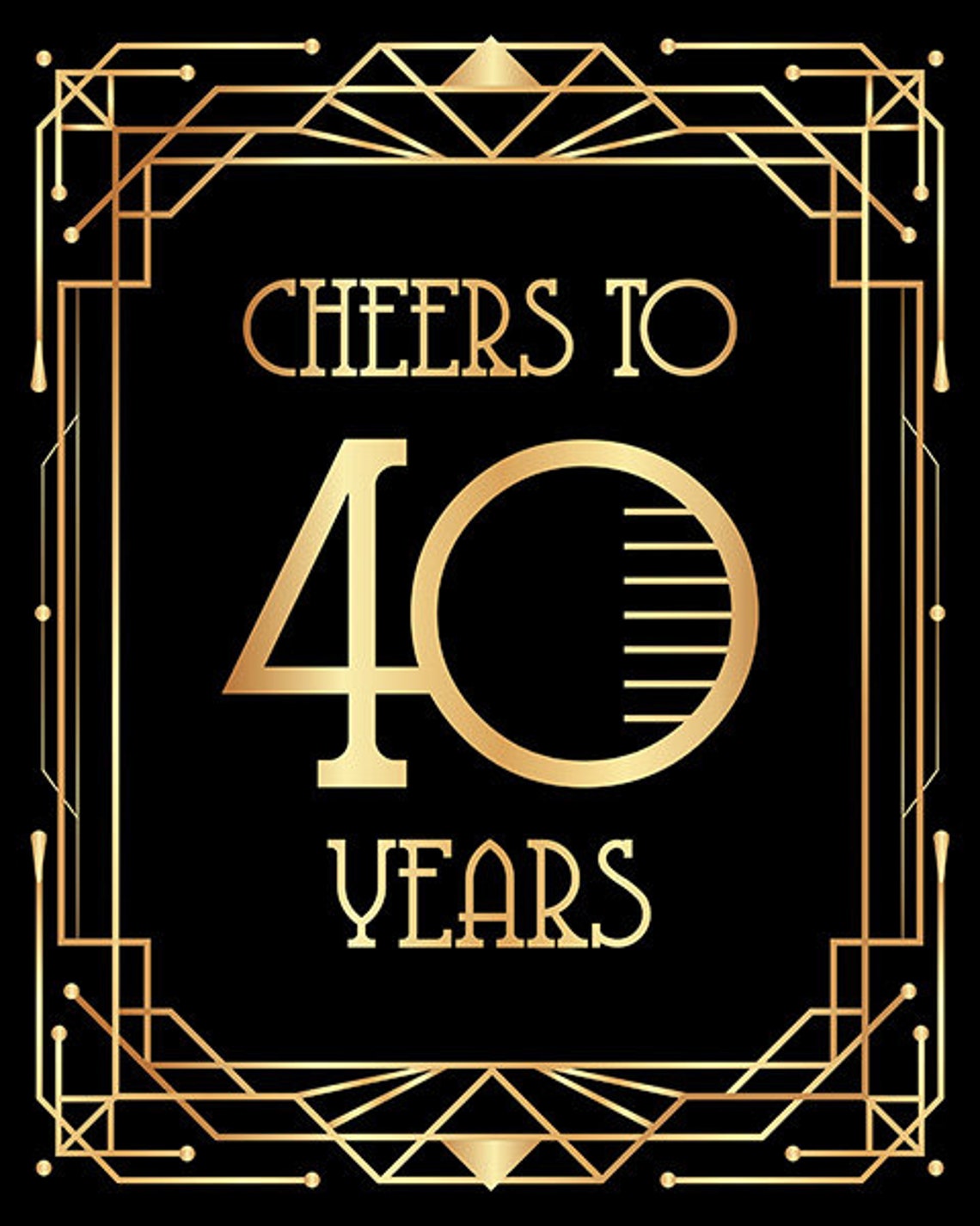 Cheers to 40 Years Printable Sign, Poster, Print. 40 Year Anniversary ...