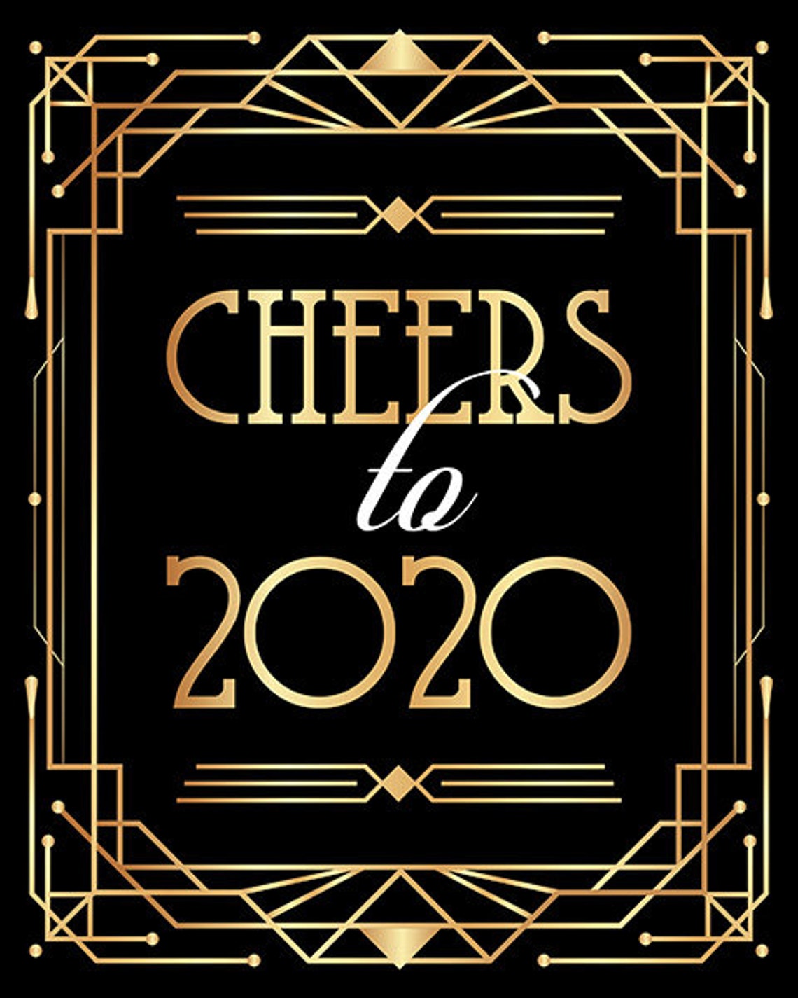 Cheers to 2020 Printable Sign. New Year's Eve Party, Celebration ...