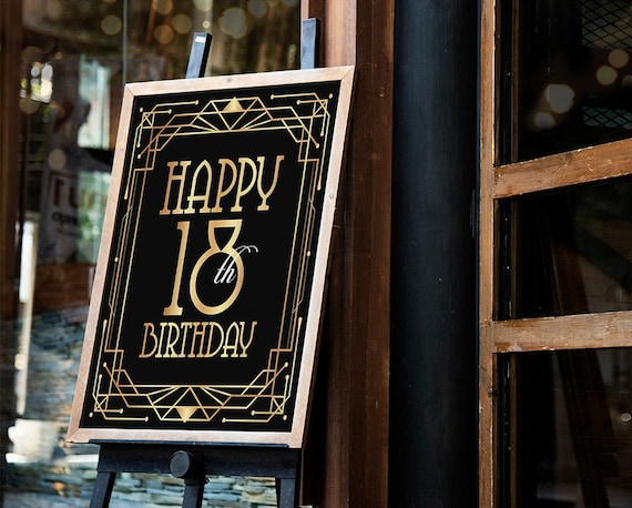 Happy 18th Birthday Sign Printable Birthday Poster. Eighteen | Etsy Norway