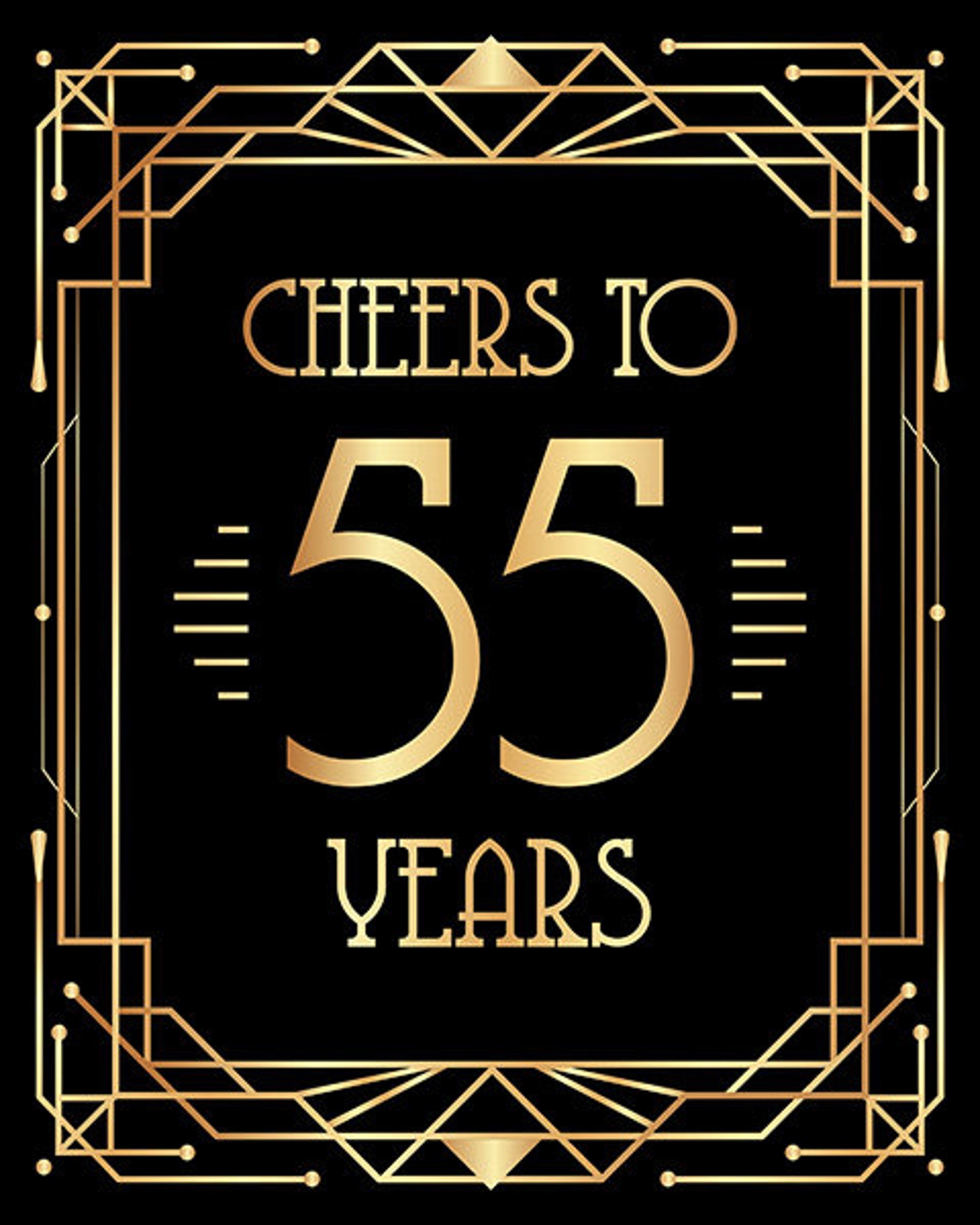 Cheers to 55 Years Printable Sign Poster Print. 55 Year | Etsy