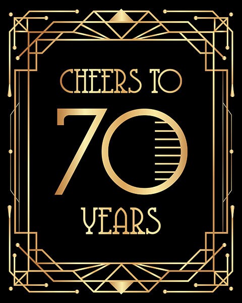 Cheers to 70 Years Printable Sign, Poster, Print. 70th Birthday ...