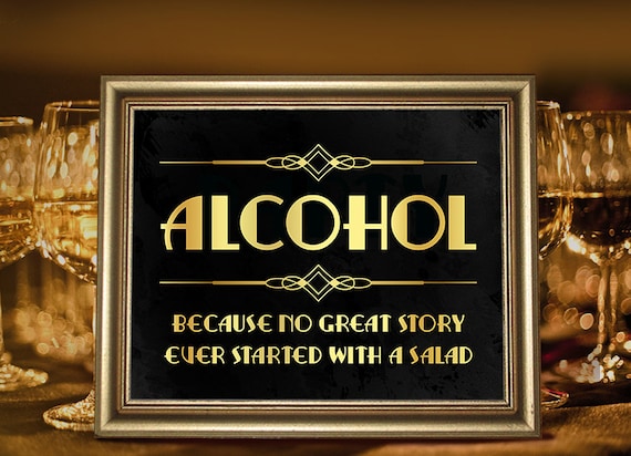 Party Supplies wedding sign party decoration Great Gatsby 1920s ALCOHOL ...