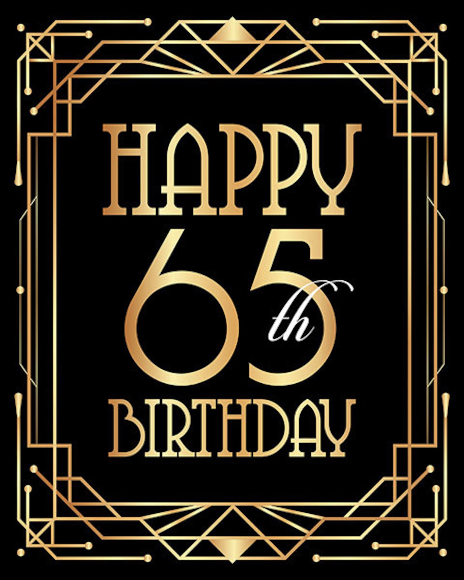 Happy 65th Birthday Sign, Printable Birthday Poster. Sixty Sixth ...