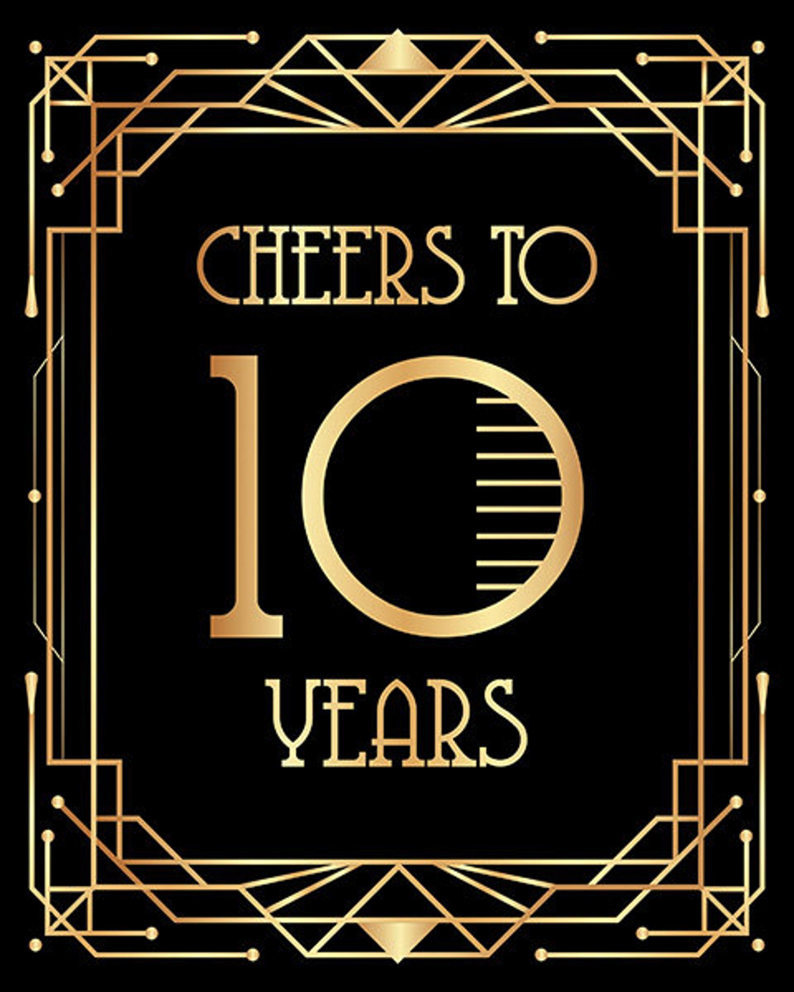 Cheers to 10 Years Printable Sign Poster Print. Anniversary - Etsy