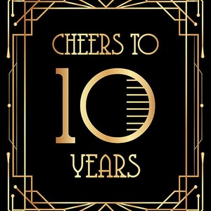 Cheers to 10 Years Printable Sign, Poster, Print. Anniversary ...