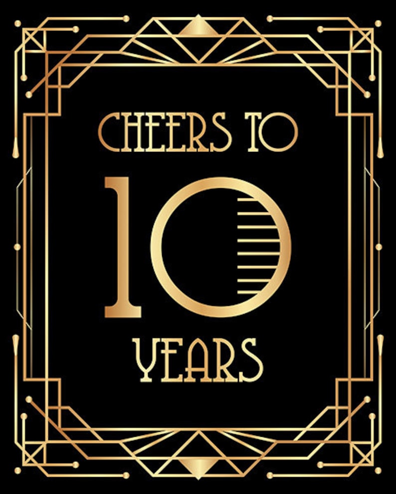 Cheers to 10 Years Printable Sign Poster Print. Anniversary - Etsy