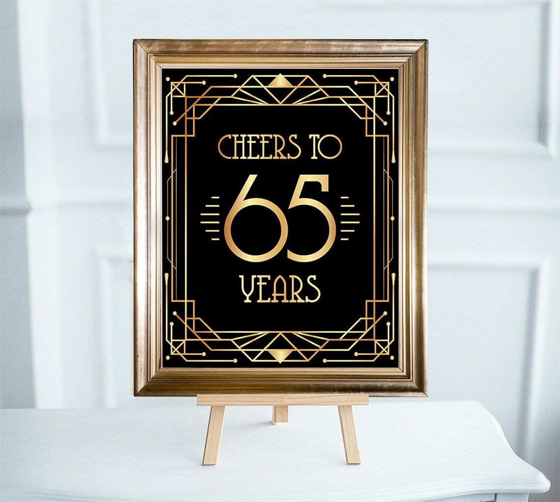 Cheers to 65 Years Printable Sign, Poster, Print. 65th Birthday ...