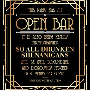 Open Bar Sign for a Party or Event: Printable Digital Download. Great ...