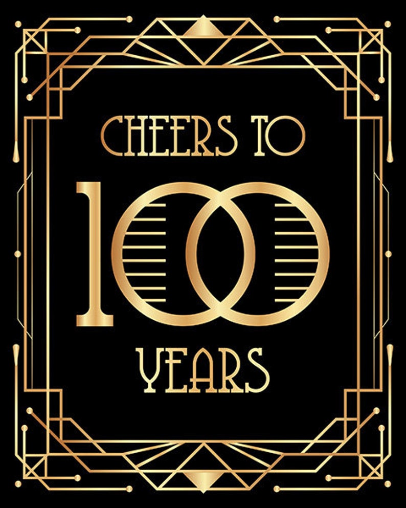 Cheers to 100 Years Printable Sign, Poster, Print. 100th Birthday ...
