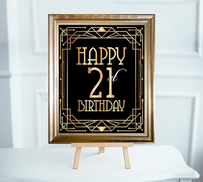 Happy 21st Birthday Sign Printable Birthday Poster. Twenty | Etsy