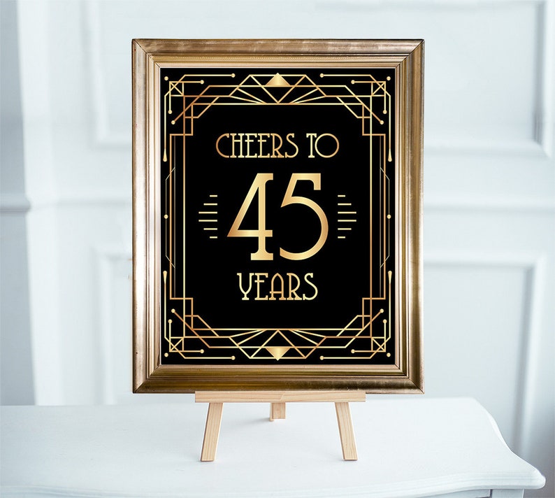 Cheers to 45 Years Printable Sign Poster Print. 45 Year | Etsy
