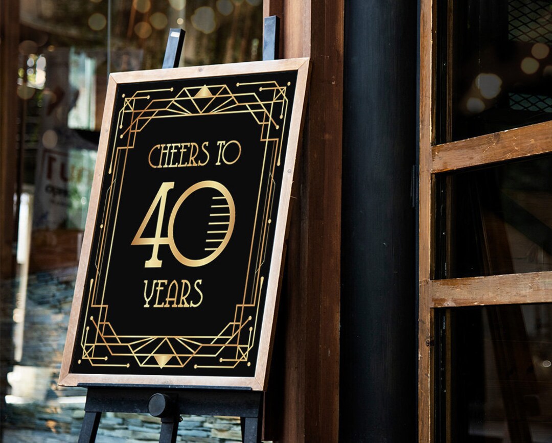 Cheers to 40 Years Printable Sign, Poster, Print. 40 Year Anniversary ...