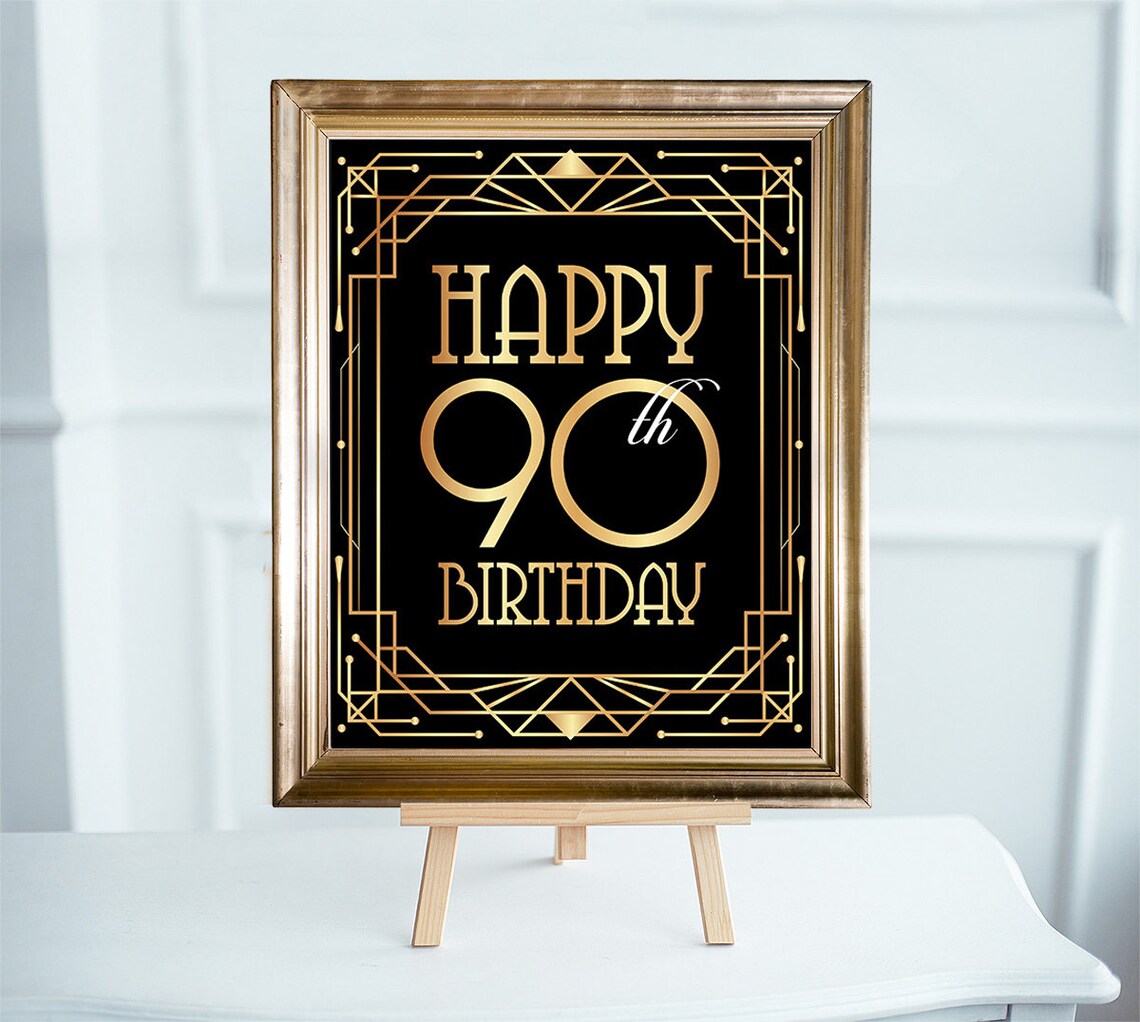 Happy 90th Birthday Sign, Printable Birthday Poster. Ninetieth Birthday ...