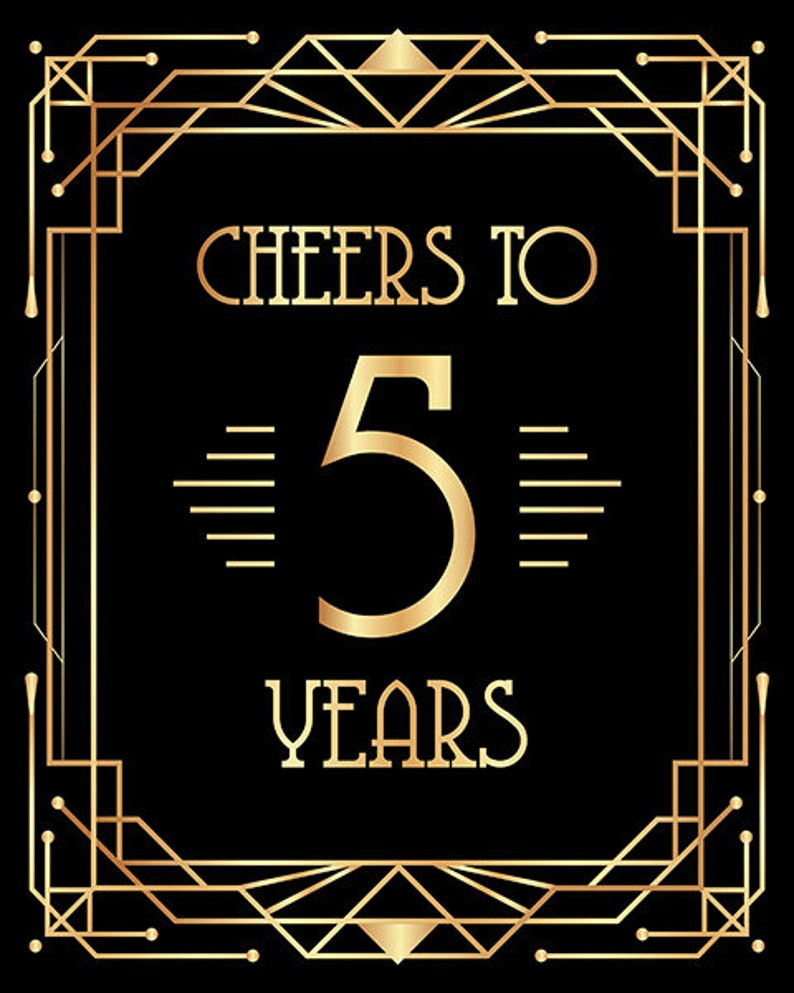 Cheers to 5 Years Printable Sign Poster Print. Anniversary - Etsy
