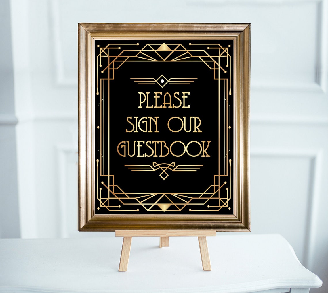 Guest Book Sign: Please Sign Our Guestbook. Great Gatsby Wedding ...