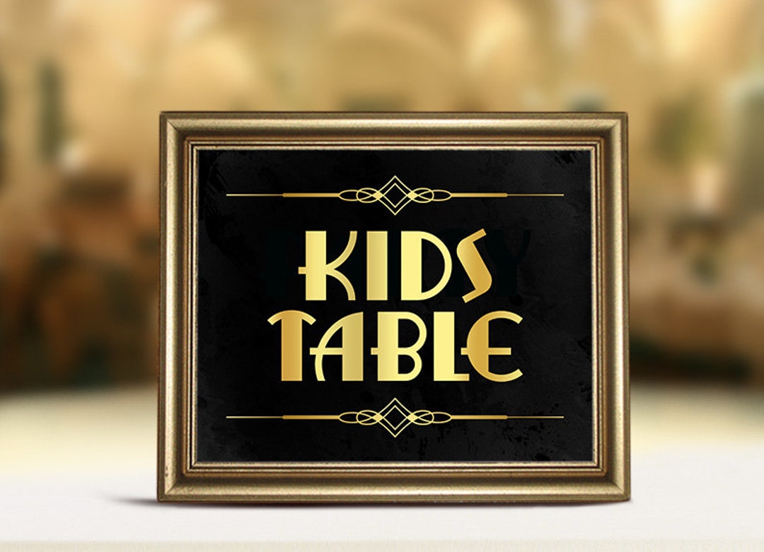 Kids Table Wedding Sign. Printable Wedding Supplies. Great Gatsby ...