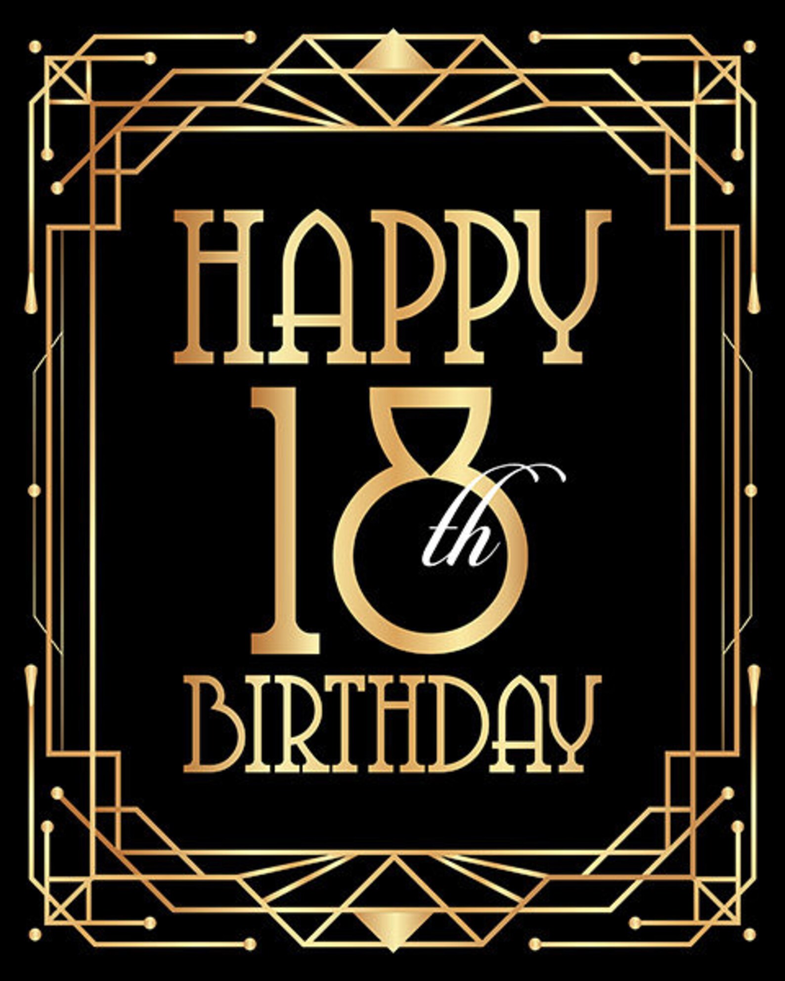 Happy 18th Birthday Sign Printable Birthday Poster. Eighteen | Etsy