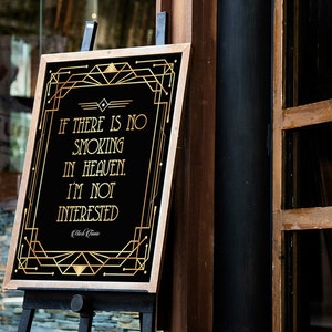 Smoking Signage for Wedding, Printable Sign. Mark Twain Quote. Vintage ...