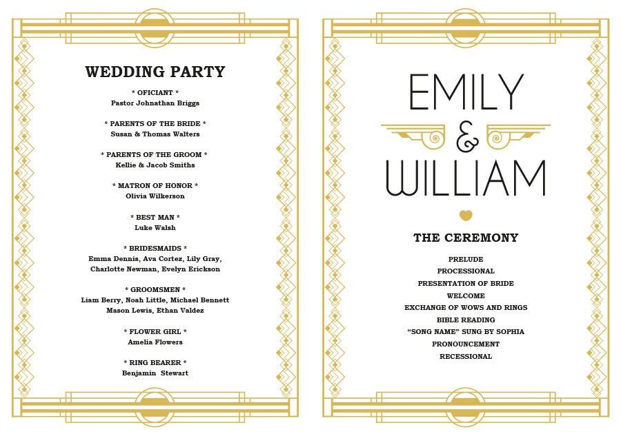 Wedding Fans Great Gatsby Program Template DIY. Roaring - Etsy