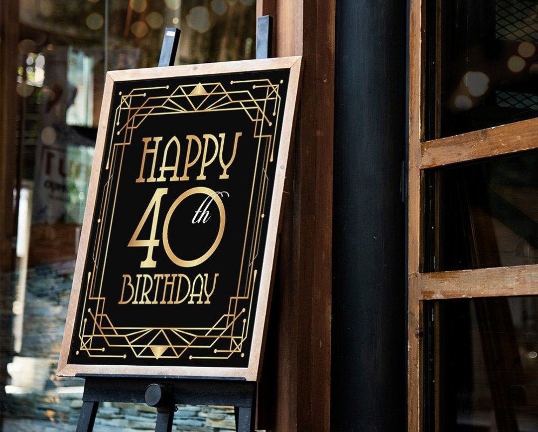 Happy 40th Birthday Sign, Printable Birthday Poster. Fortieth Birthday ...
