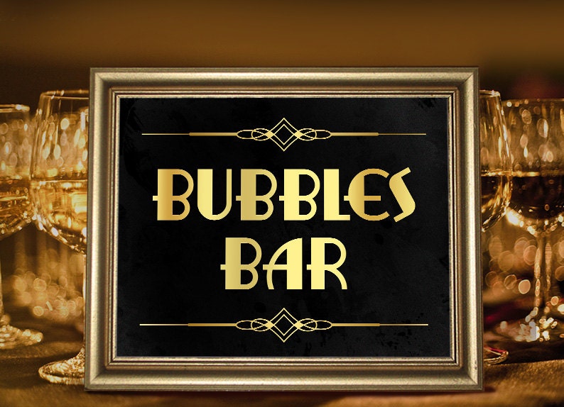 Bubbles Bar Sign Printable JPEG. Bar Decorations. Champagne | Etsy