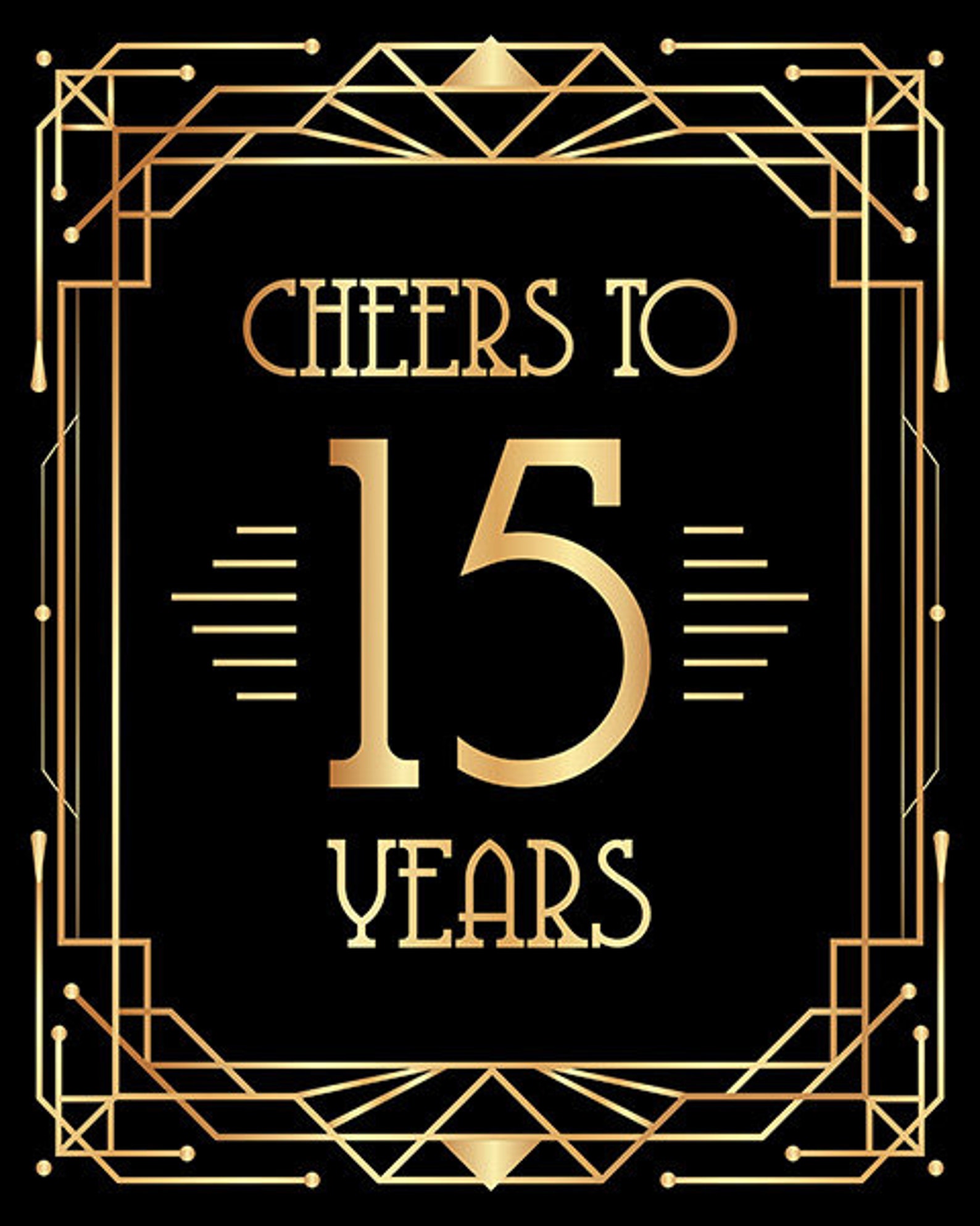 Cheers to 15 Years Printable Sign, Poster, Print. Anniversary ...