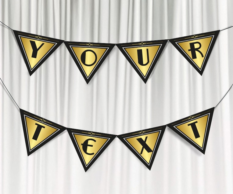 Printable Party Banner. Great Gatsby Party Supplies: DIY Party Banner ...