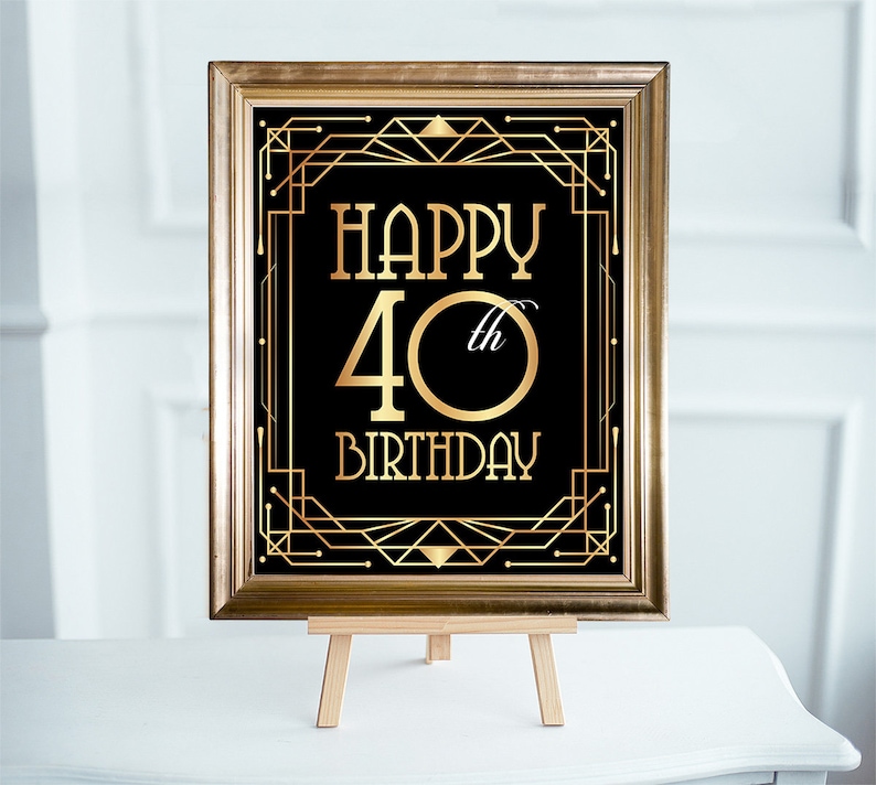 Happy 40th birthday sign printable birthday poster. Fortieth | Etsy