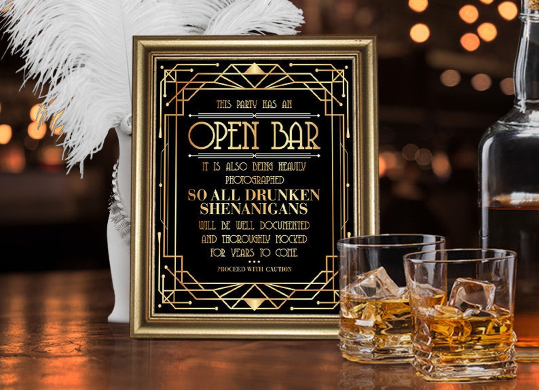 Open Bar Sign for a Party or Event: Printable Digital Download. Great ...