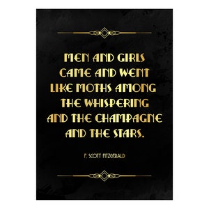 Great Gatsby Party Decor F Scott Fitzgerald Quote Poster Roaring 20s