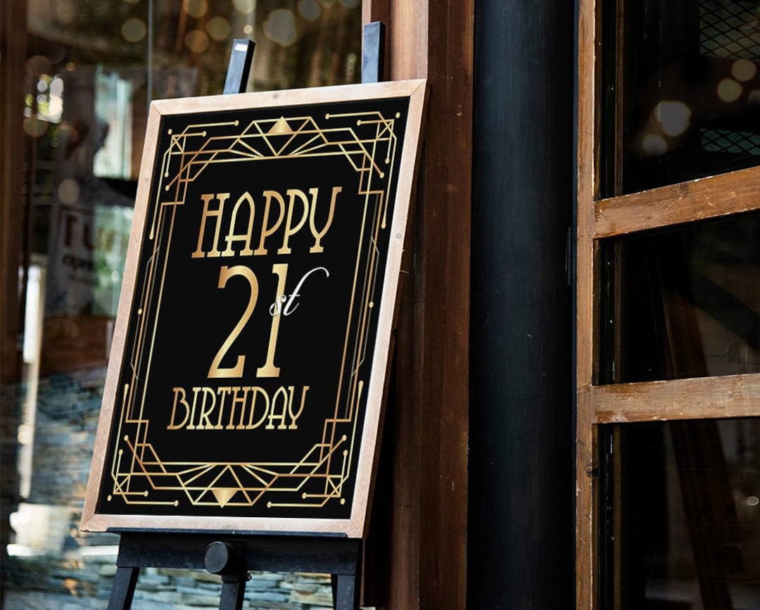 Happy 21st Birthday Sign, Printable Birthday Poster. Twenty First ...