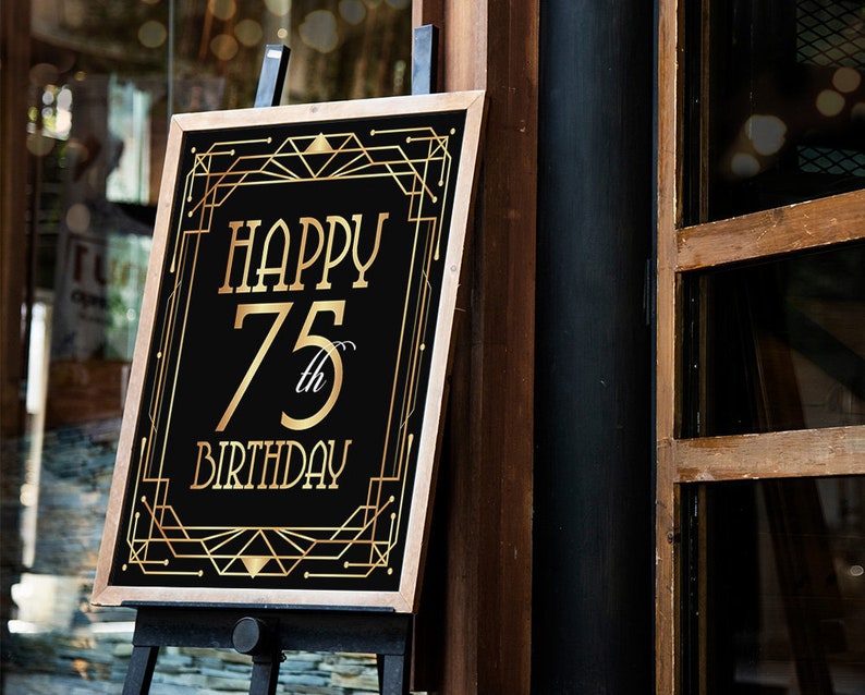 Happy 75th Birthday Sign Printable Birthday Poster. Seventy - Etsy