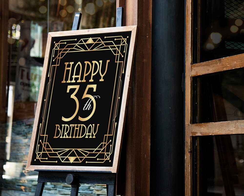 Happy 35th Birthday Sign, Printable Birthday Poster. Thirty Fifth ...