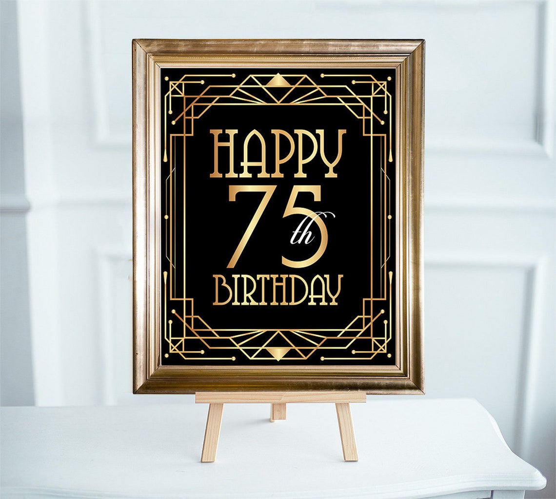Happy 75th Birthday Sign Printable Birthday Poster. Seventy - Etsy