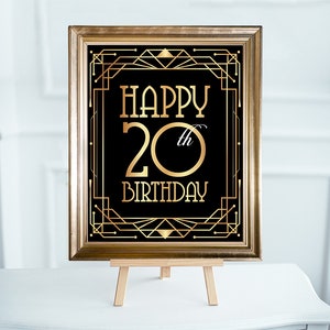 Happy 20th Birthday Sign, Printable Birthday Poster. Twenty Birthday ...