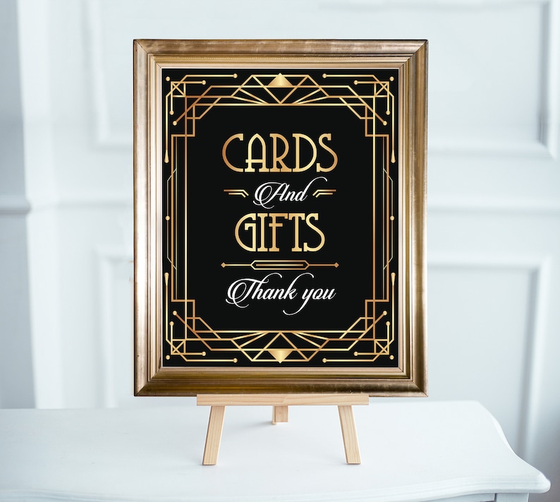 Cards and gifts sign gold and black: printable digital JPEG | Etsy