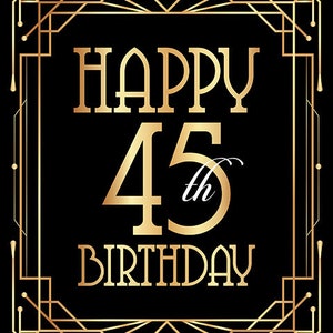 Happy 45th Birthday Sign, Printable Birthday Poster. Forty Fifth ...