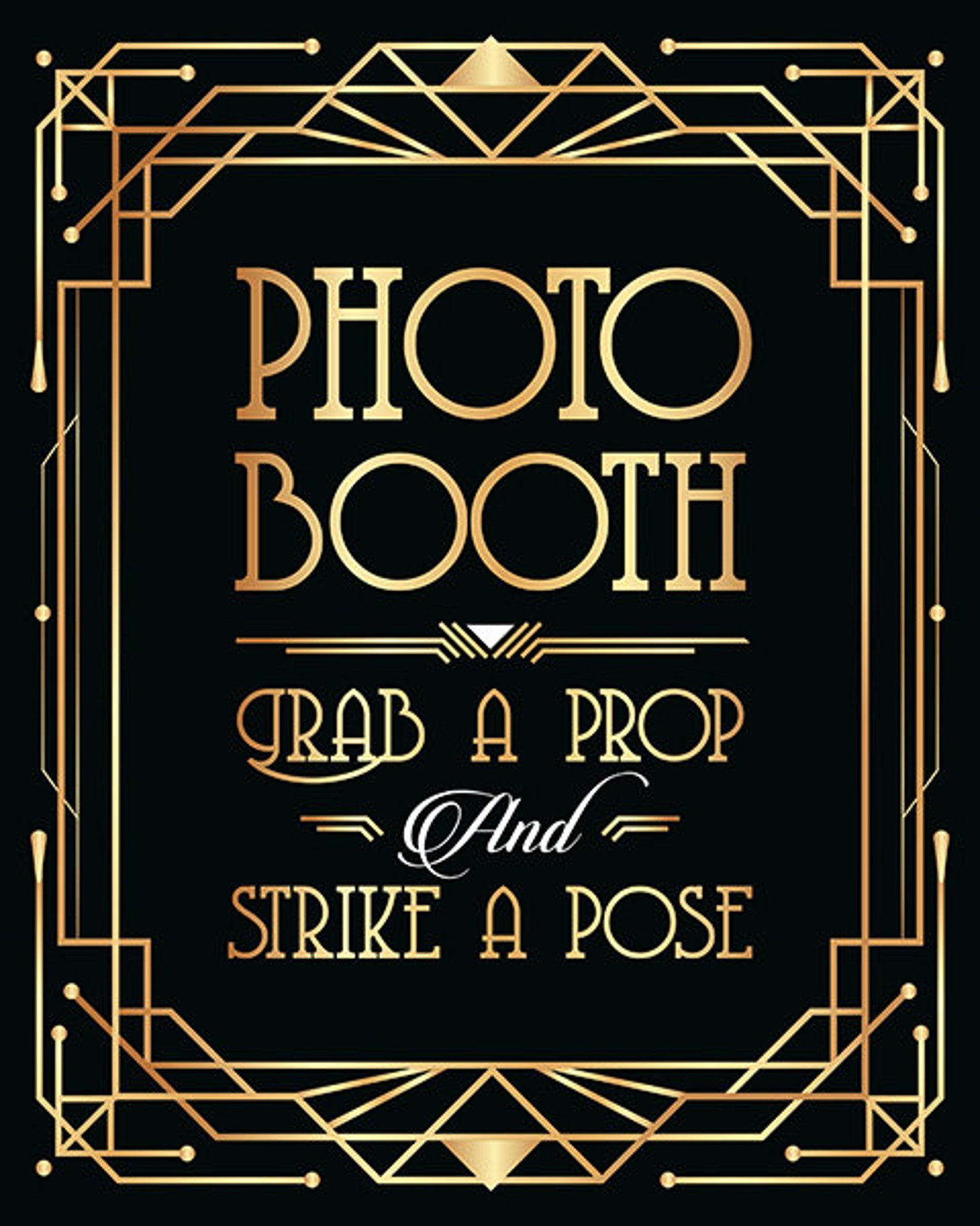 Photo Booth Printable Sign for DIY Great Gatsby Wedding. Grab - Etsy