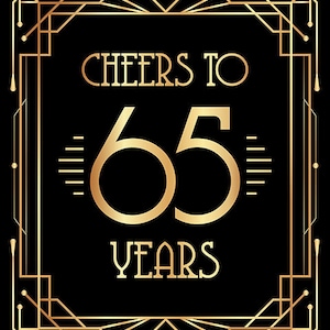 Cheers to 65 Years Printable Sign, Poster, Print. 65th Birthday ...