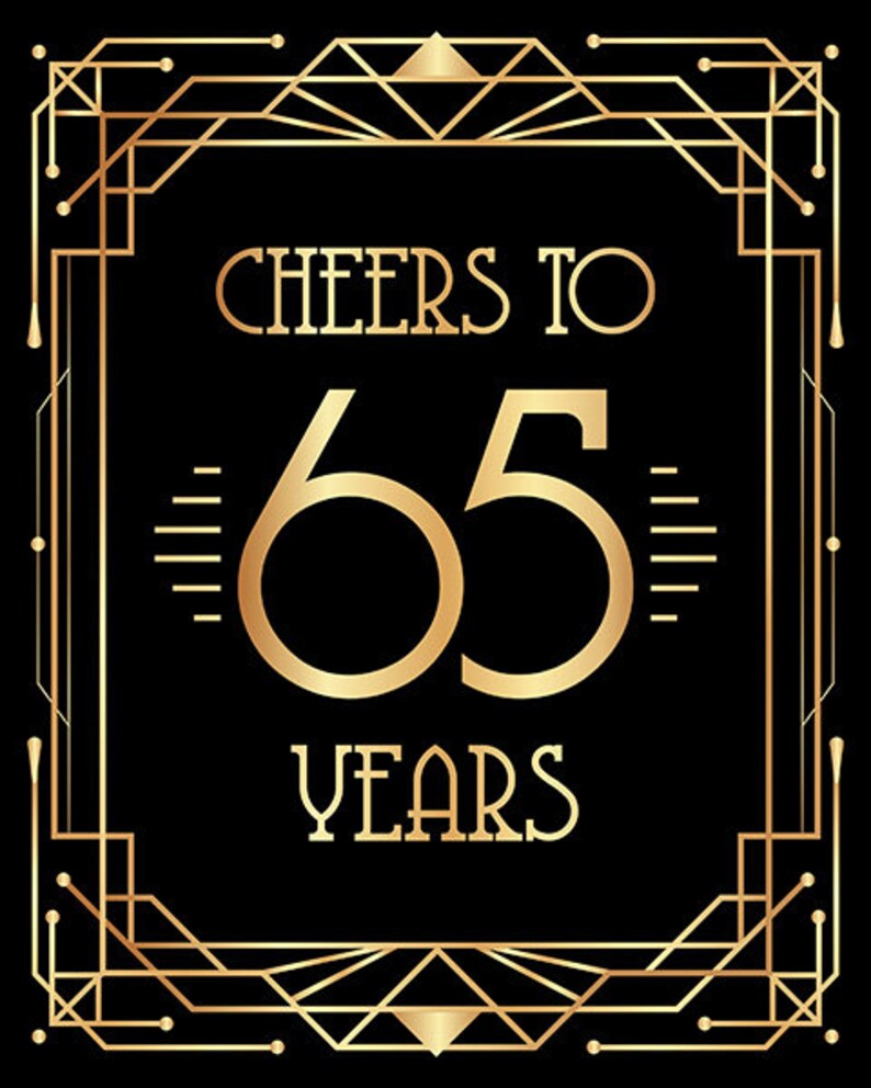 Cheers to 65 Years Printable Sign Poster Print. 65th - Etsy