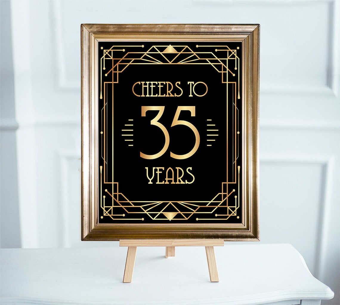 Cheers to 35 Years Printable Sign Poster Print. 35 Year - Etsy