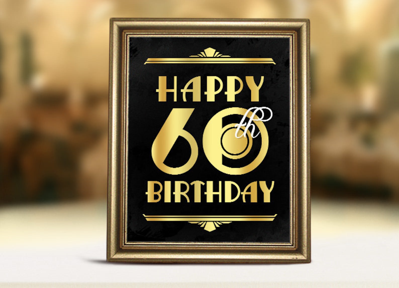 Happy Birthday Sign. Printable Party Decor. Happy 60th Birthday Poster ...