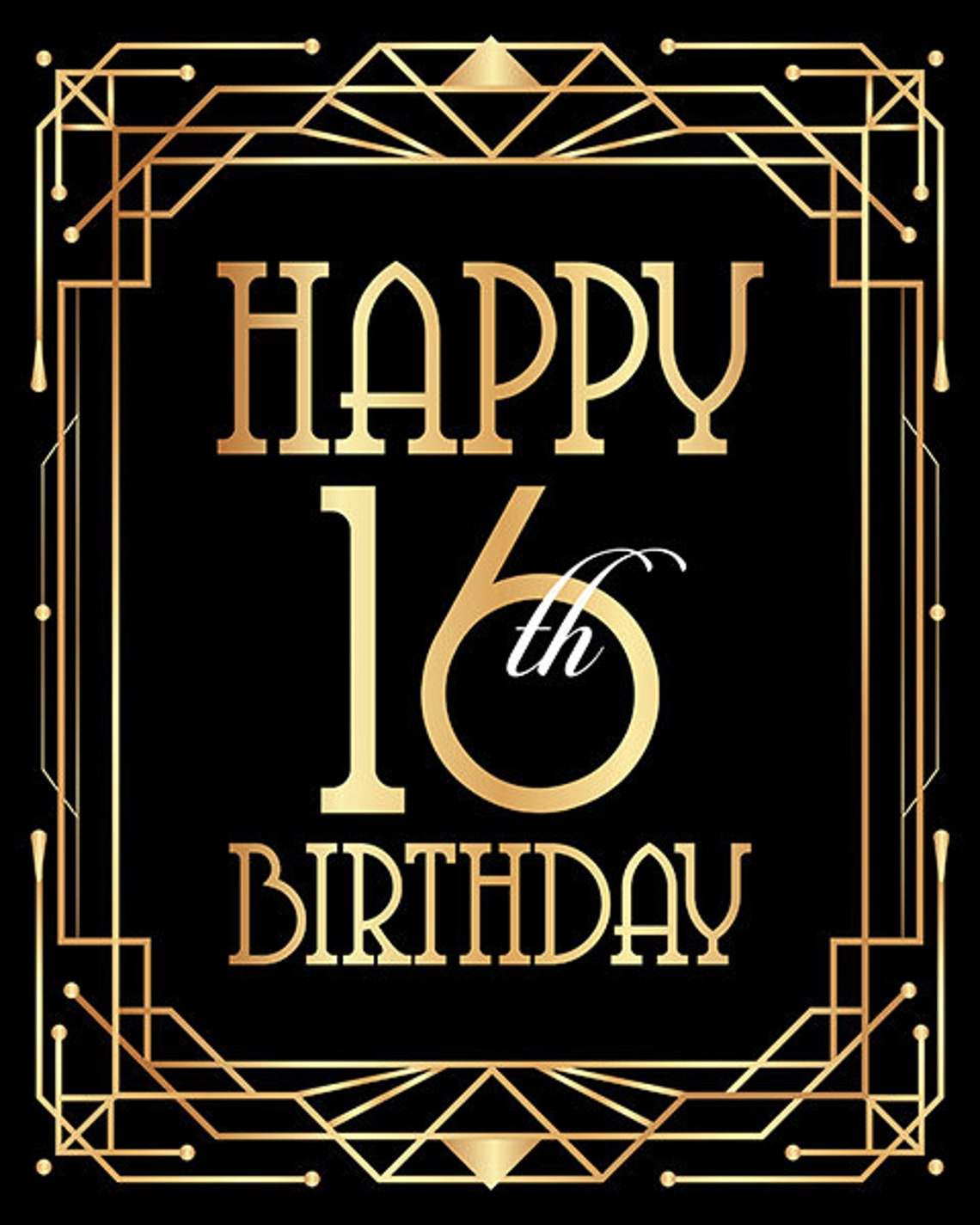 Happy 16th Birthday Sign Printable Birthday Poster. Sweet 16 - Etsy