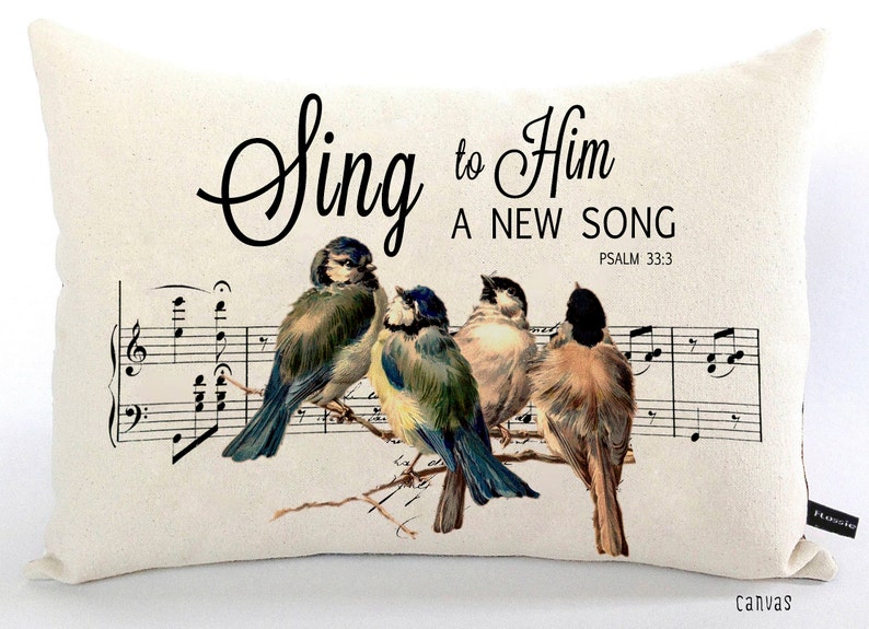 Sing to Him Pillow Cover; Psalm 33:3 Pillow; Christian, Scripture ...