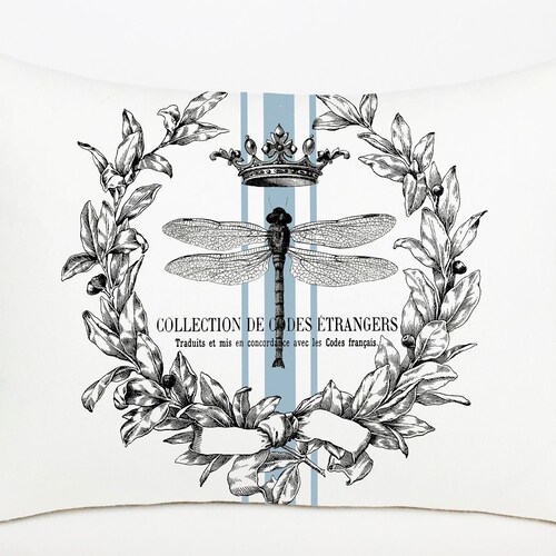 French Dragonfly Wreath Pillow Cover French Lumbar Pillow - Etsy